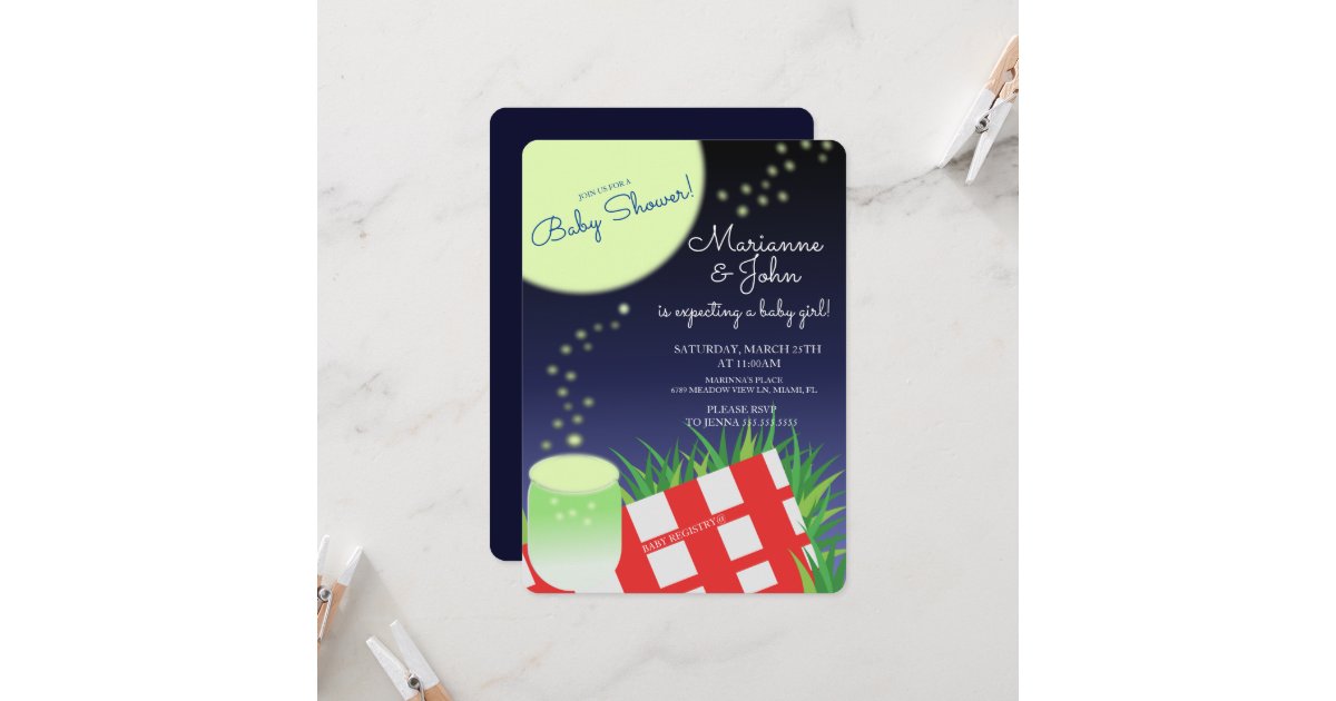 Baby Shower Fireflies Scenic View Invitation | Zazzle