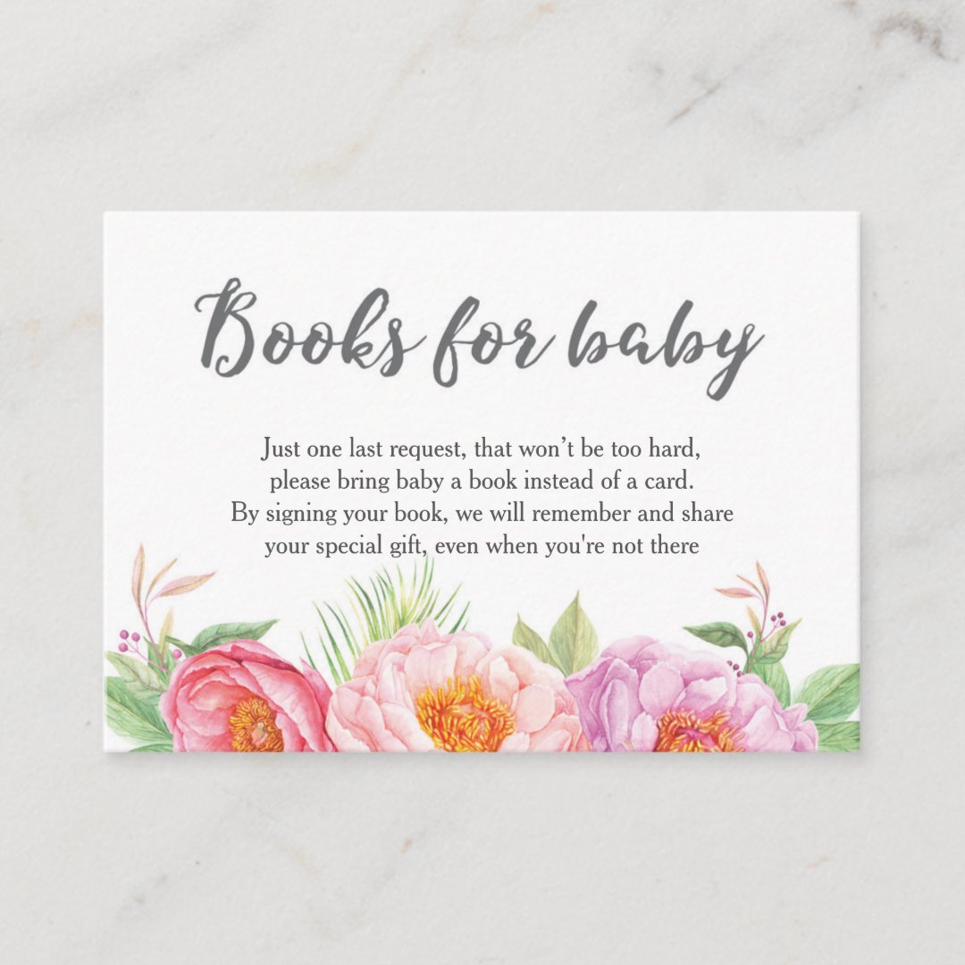 Baby Shower Floral Bring a book instead of a card | Zazzle
