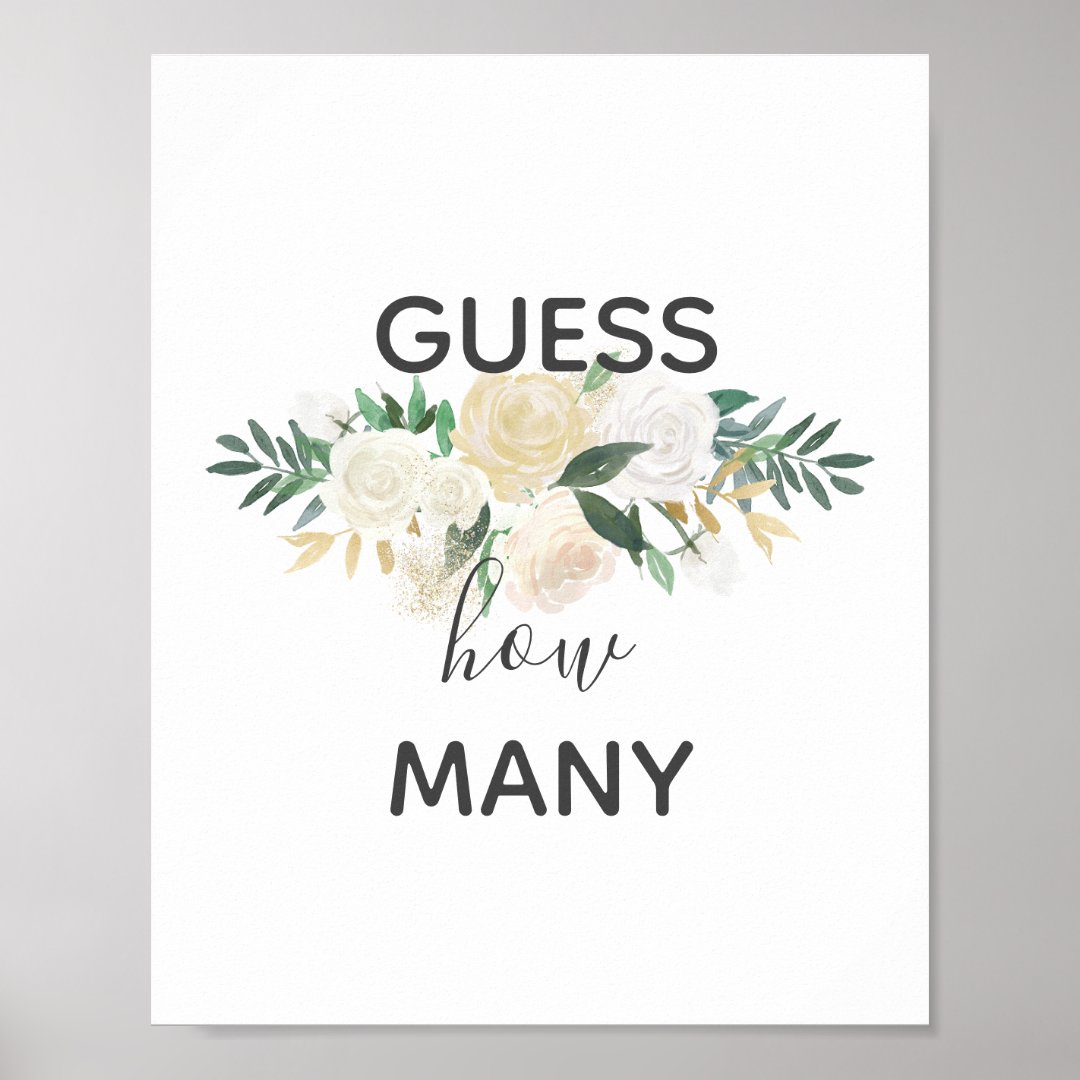 Baby Shower Flowers Guess How Many Sign | Zazzle