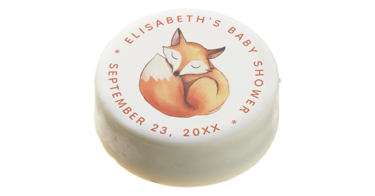 Baby Shower Fox Sleeping Cute Watercolor Woodland Chocolate Covered ...