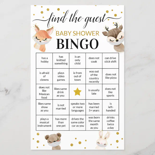 Baby Shower Game Find The Guest Bingo Card Flyer | Zazzle