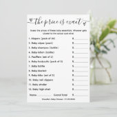 Baby Shower Game Guess The Price is Exact Card | Zazzle