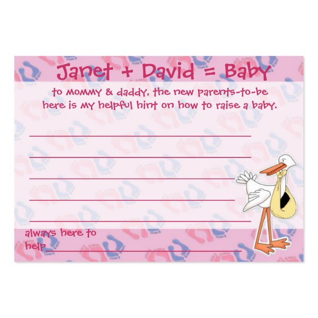 Baby Shower Game Helpful Hint Cards Business Cards