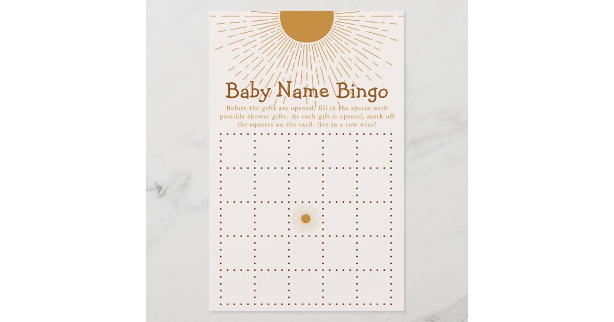 Baby Shower Game Here Comes The Son Bingo | Zazzle