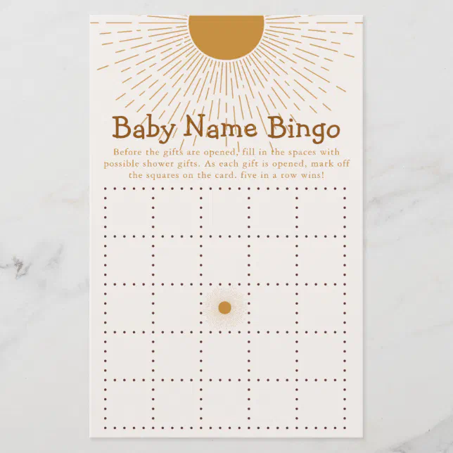 Baby Shower Game Here Comes The Son Bingo | Zazzle