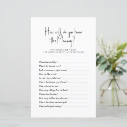 Baby Shower Game How well do you know Mommy | Zazzle
