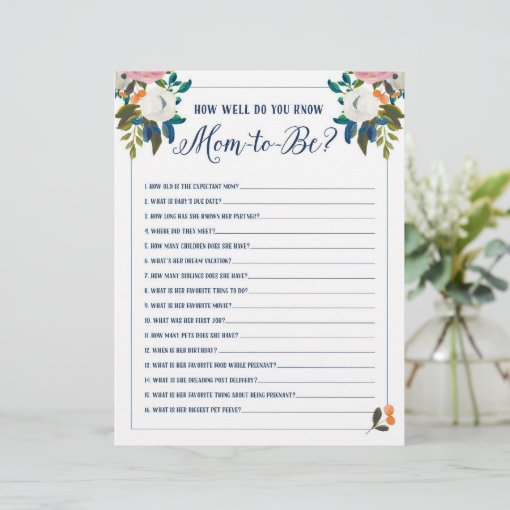 Baby Shower Games How Well Do You Know Mom to Be | Zazzle