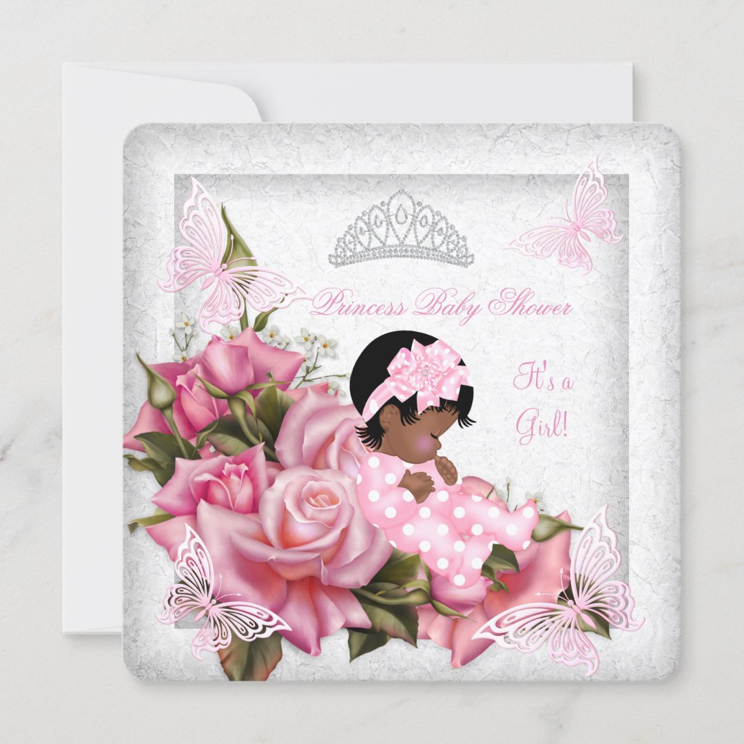 Baby Shower Girl Butterfly Pink Rose Baby AA Invitation | Zazzle