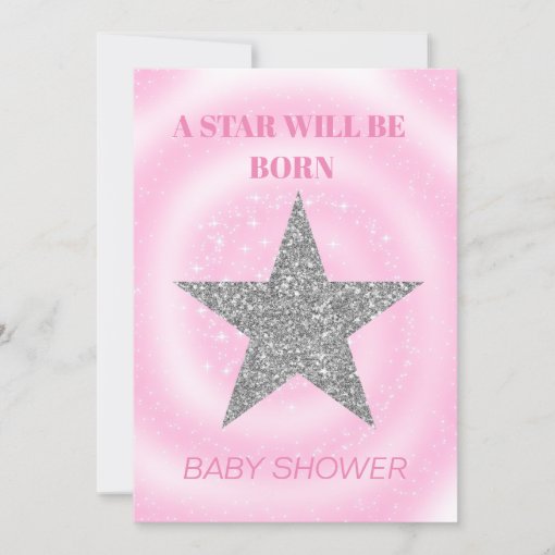 Baby Shower Girl Pink Modern Star Is Born Invitation | Zazzle