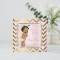 Baby Shower Girl Pink Pearl Gold Chevron Ethnic Invitation | Zazzle