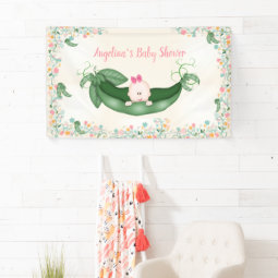 Baby Shower Girl Sweet Pea Pink Bow Peapod Banner | Zazzle