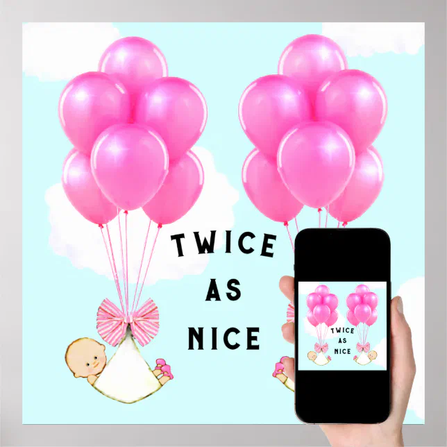 Baby Shower Girl Twins Poster | Zazzle