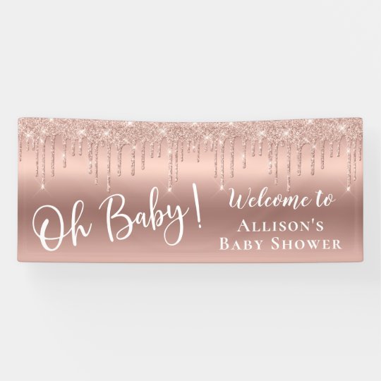 Baby Shower Glitter Rose Gold Welcome Banner | Zazzle.com
