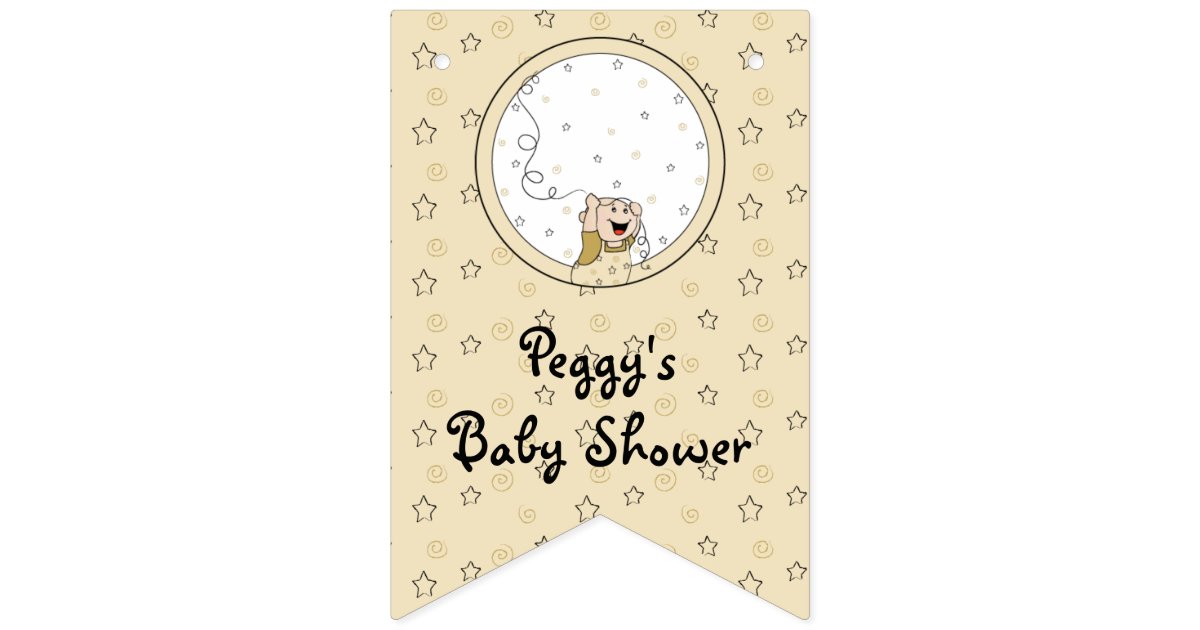 Baby Shower Gold/Black Stars, Swallowtail Banner | Zazzle