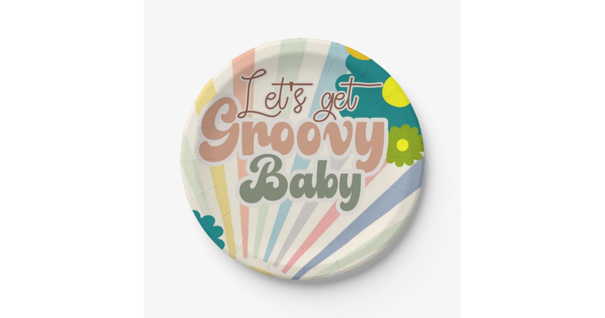 BABY SHOWER, GROOVY BABY, INVITATION PAPER PLATES | Zazzle