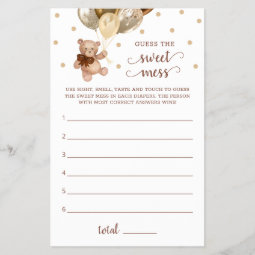 Baby Shower Guess The Sweet Mess Game Teddy Bear | Zazzle
