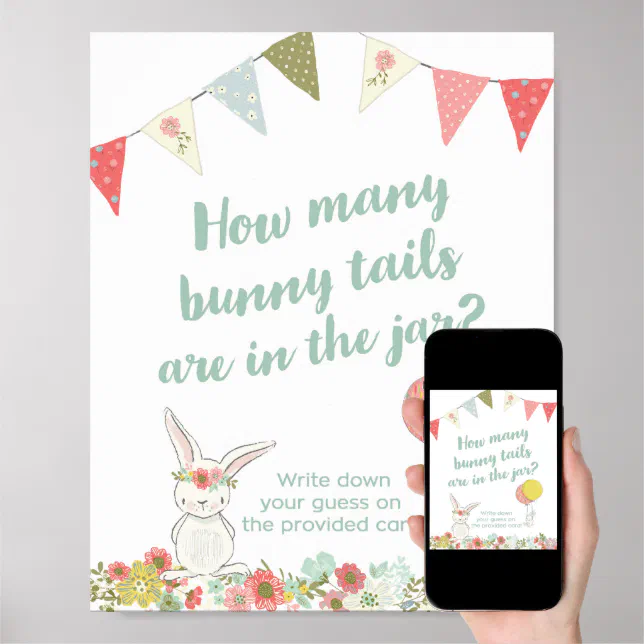 Baby Shower How Many Bunny Tails are in the Jar Poster | Zazzle