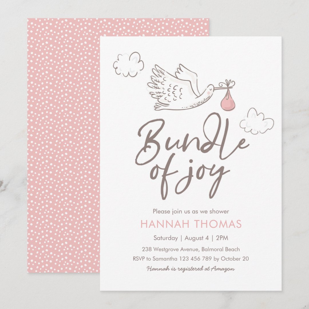 Baby Shower Invitation | Baby Girl Stork | Zazzle