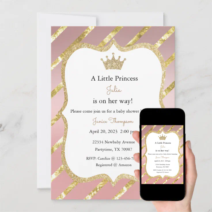 Baby Shower Invitation, Little Princess on Her Way Invitation | Zazzle