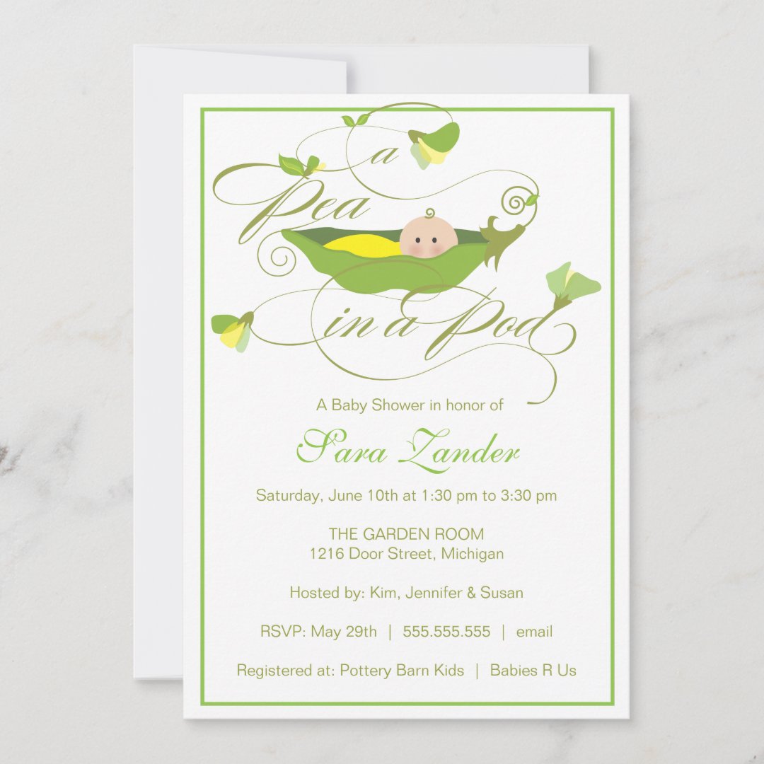 Baby Shower Invitation - Neutral Pea in a Pod | Zazzle