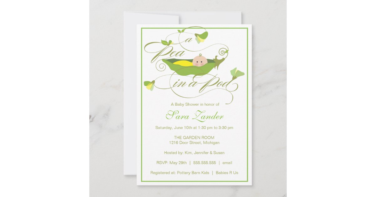 Baby Shower Invitation - Neutral Pea in a Pod | Zazzle