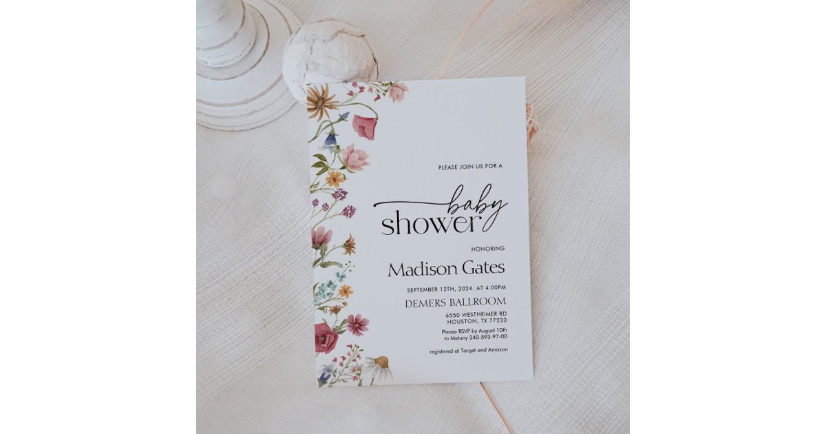 Baby Shower Invitation Wildflower | Zazzle