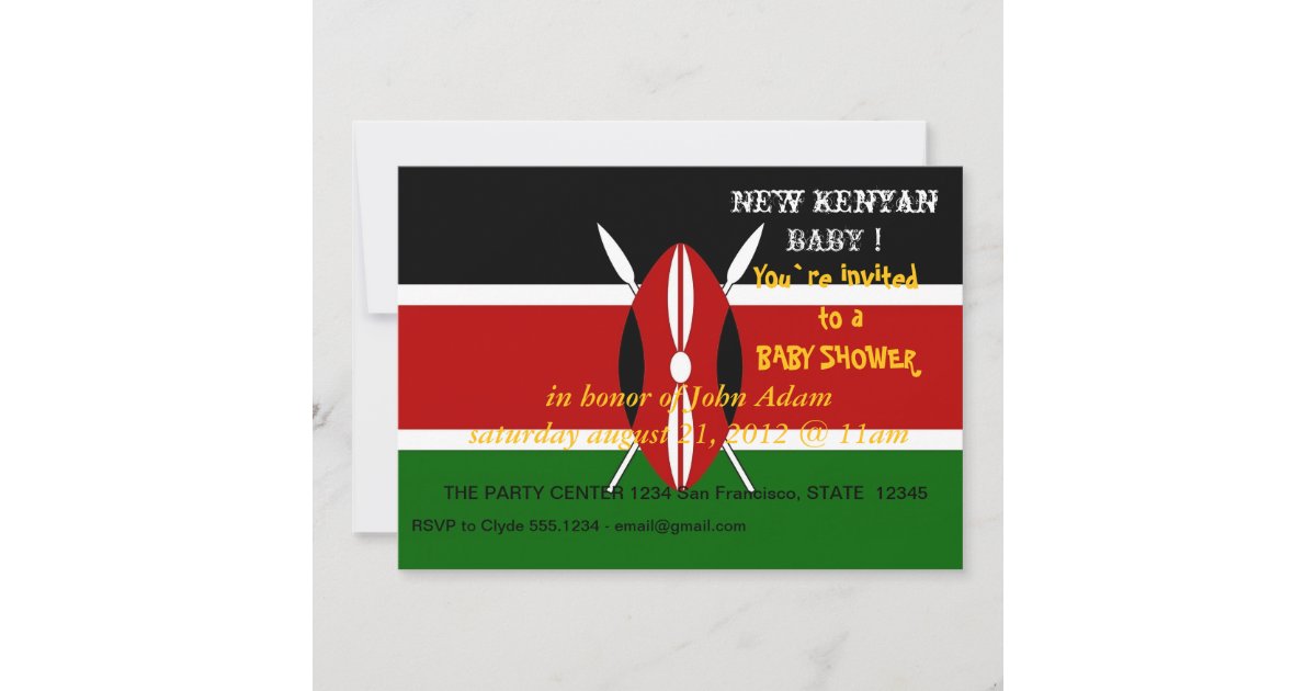 Baby Shower Invitation with Flag of Kenya | Zazzle