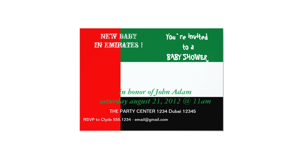 Baby Shower Invitation with Flag of UAE | Zazzle.com