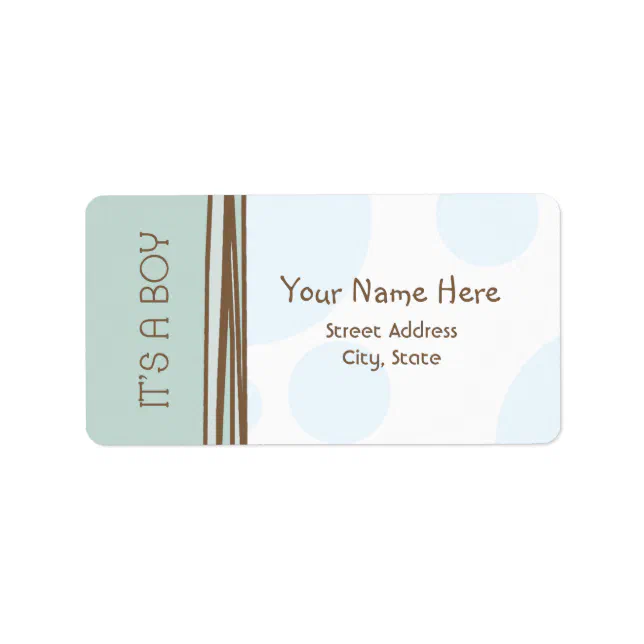 Baby Shower Label - Blue & Brown - It's A Boy | Zazzle