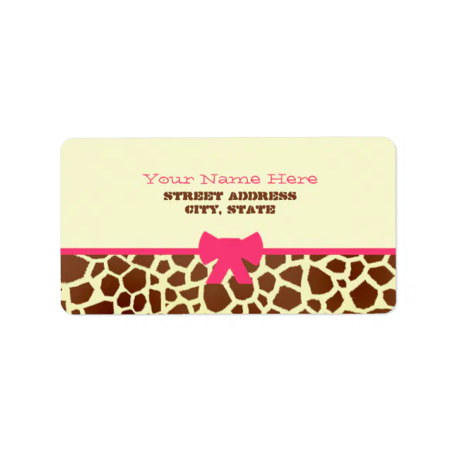 Baby Shower Label - Giraffe Print & Pink | Zazzle