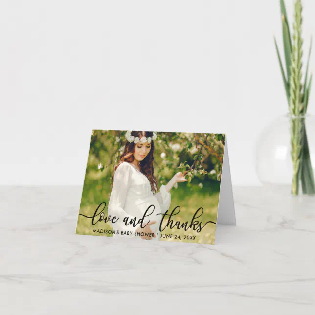 Baby Shower Love and Thanks Photo Note Card | Zazzle