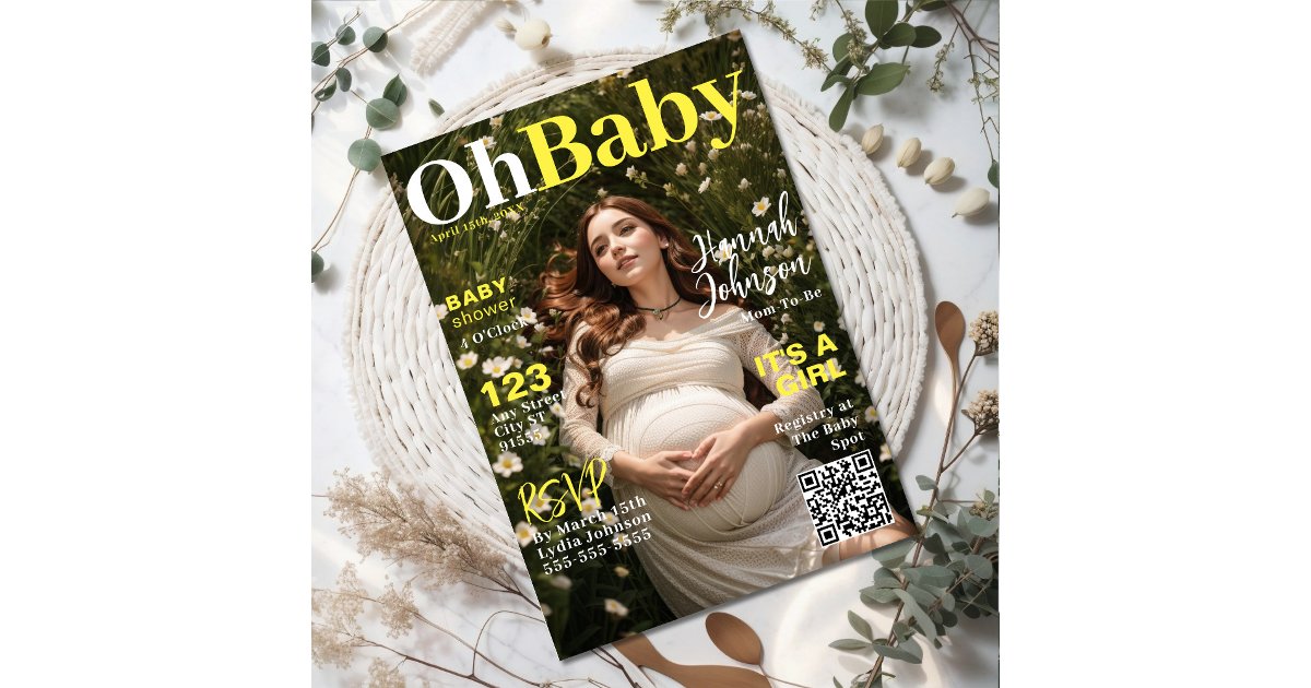 Baby Shower Magazine Cover Invitation | Zazzle