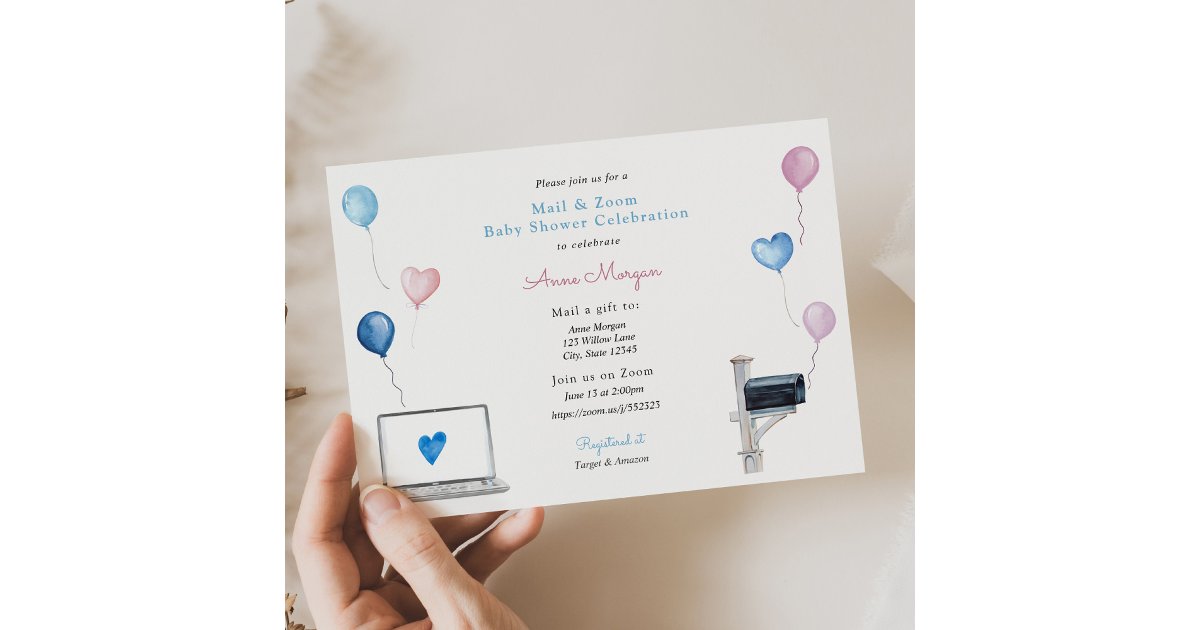 Baby Shower Mail and Zoom Baby Shower Celebration Invitation | Zazzle