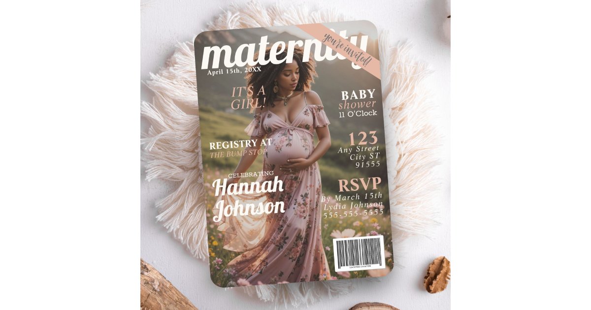 Baby Shower Maternity Magazine Cover Invitation | Zazzle