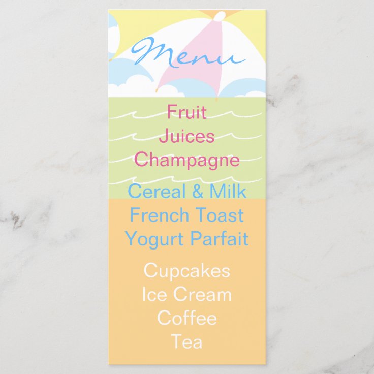 Baby Shower Menu Beach Ball | Zazzle