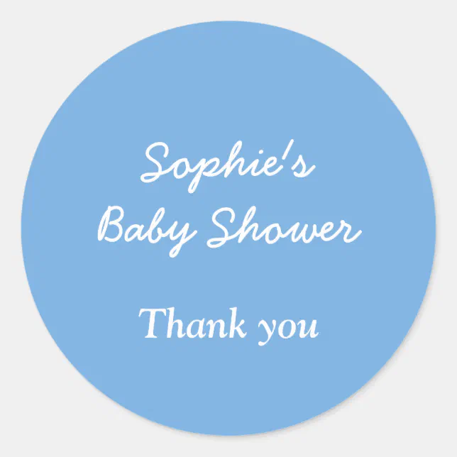 Baby Shower Minimalist Blue Thank You Sticker | Zazzle