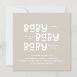 Baby shower natural modern minimal gender neutral invitation | Zazzle