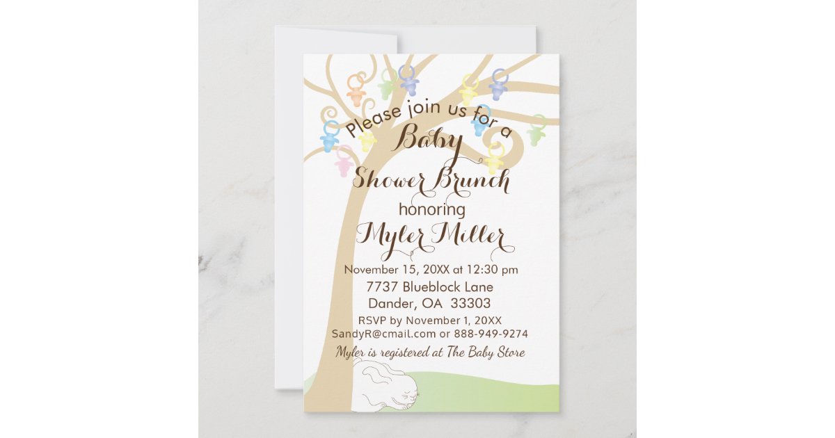Baby Shower Paci bunny Invitation | Zazzle