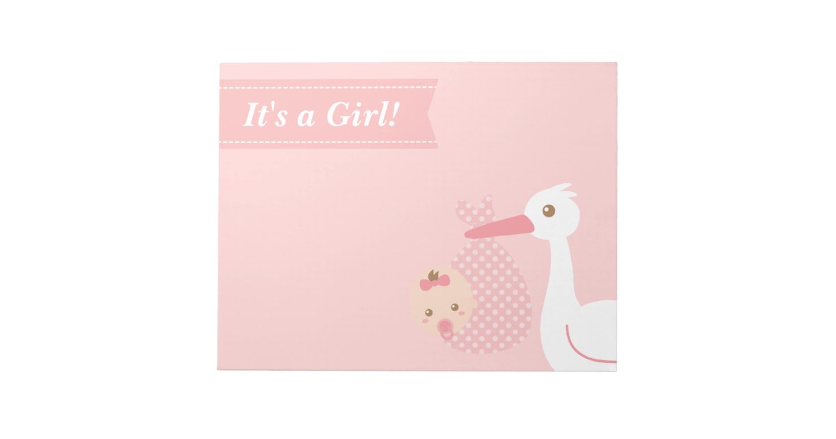 Baby Shower Party Favor - Stork Delivers Baby Girl Notepad | Zazzle
