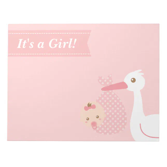 Baby Shower Party Favor - Stork Delivers Baby Girl Notepad | Zazzle