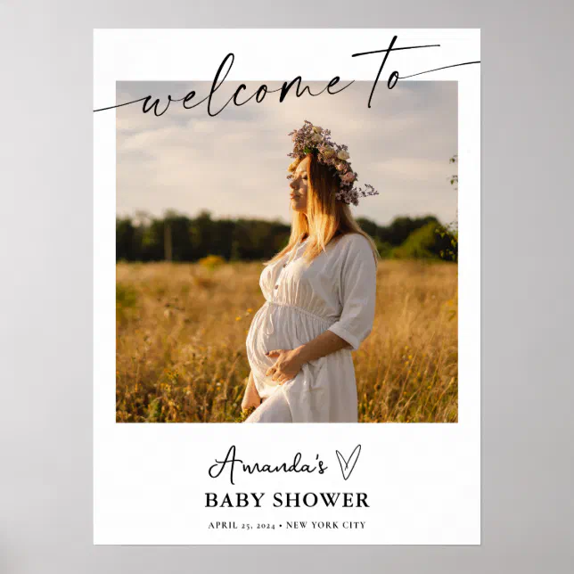 Baby Shower Party SIgn, Photo Baby Shower Poster | Zazzle