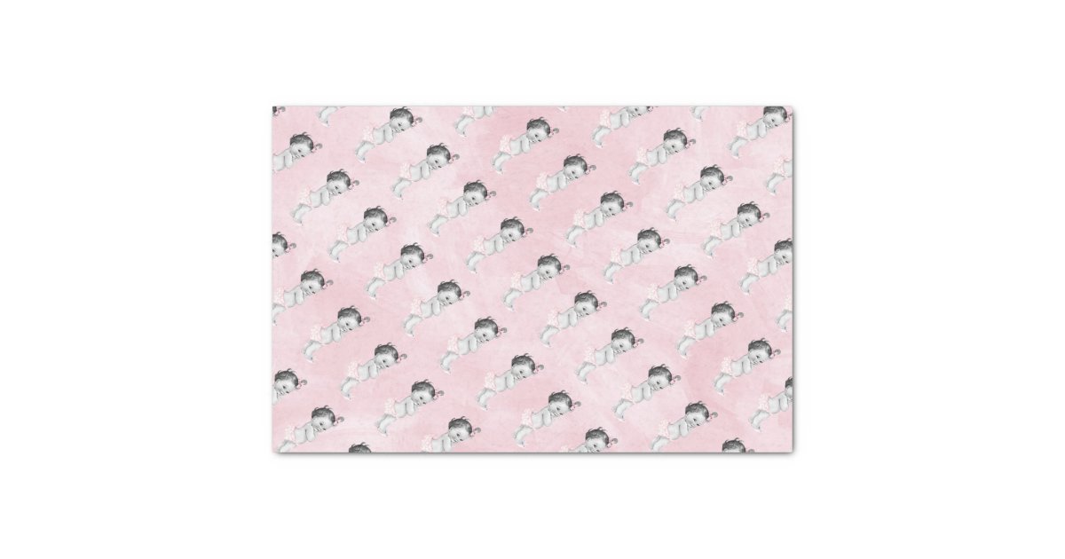 Baby Shower Pastel Pink Vintage Little Girl Tissue Paper | Zazzle