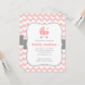 Baby Shower - Pink and White Chevron with Stroller Invitation | Zazzle