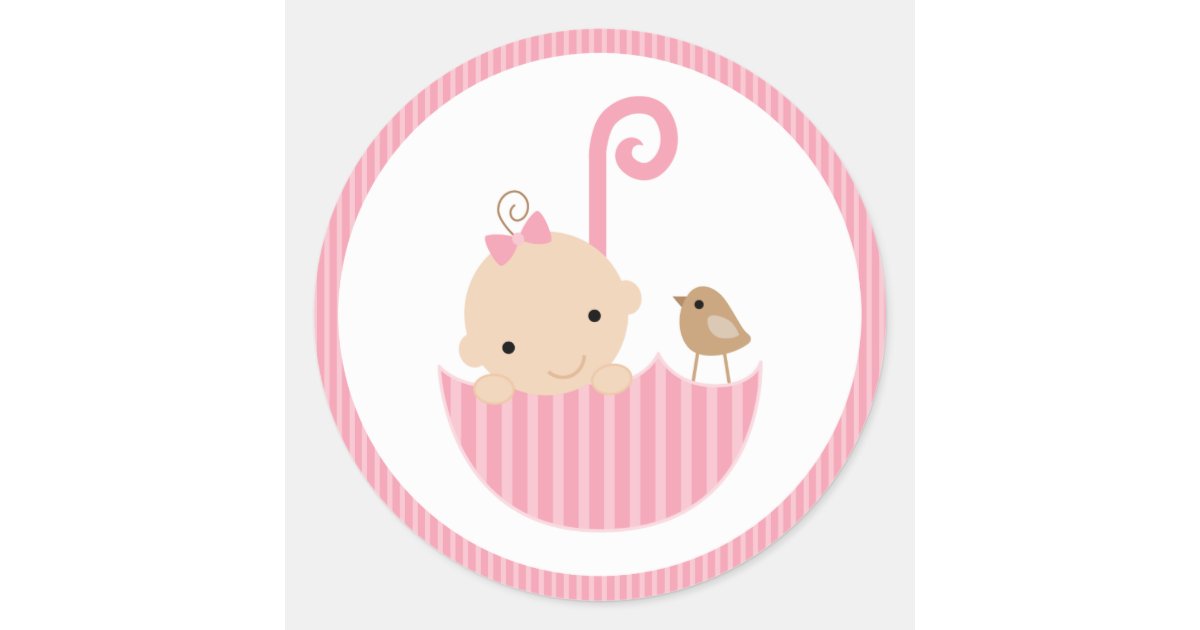 {baby shower} pink baby shower sticker | Zazzle