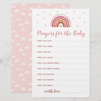 Baby Shower Prayers For The Baby Card Boho Rainbow | Zazzle