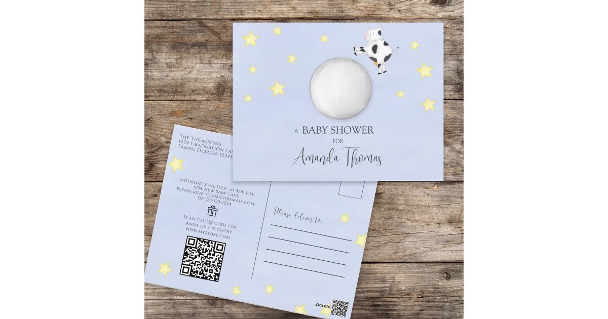 Baby Shower QR Code Gift Registry Nursery Rhyme Postcard | Zazzle