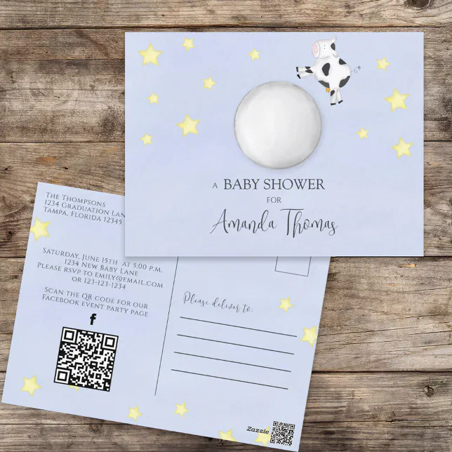 Baby Shower QR Code Social Media Nursery Rhyme Postcard | Zazzle
