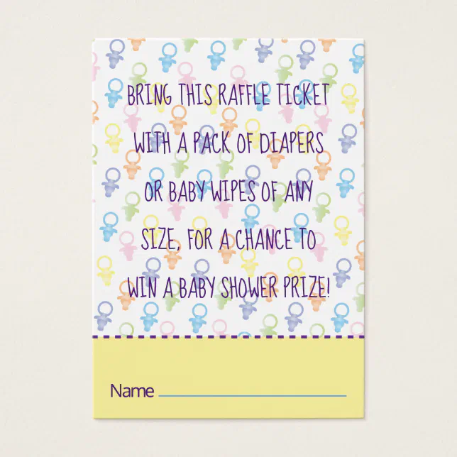 Baby Shower Raffle Ticket Paci Bunny | Zazzle