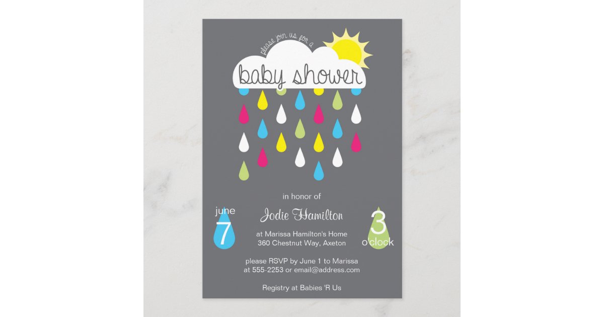 Baby Shower Rain Cloud Invitation | Zazzle.com