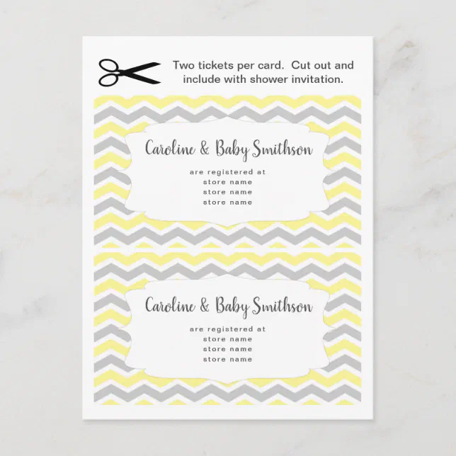 Baby Shower registry insert cards, yellow neutral Invitation Postcard ...